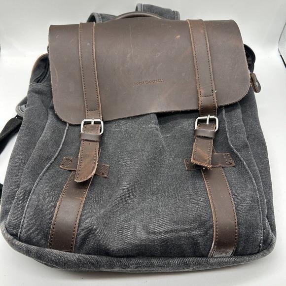 James Campbell | Bags | James Campbell Large Gray Canvas Brown Leather ...